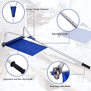 IRONMAX Snow Removal Roof Rake, 21FT Lightweight Snow Rake with 2.9’’ Wheels and Adjustable Handle, Roof Rakes for Snow Removal of Pitched Roof