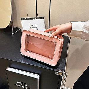 FFpaw Clear Makeup Bag, TSA Approved Toiletry Bag Travel Makeup Bag Clear Cosmetic Travel Bag Small Makeup Bag Organizer Waterproof Portable Car Essentials for Women