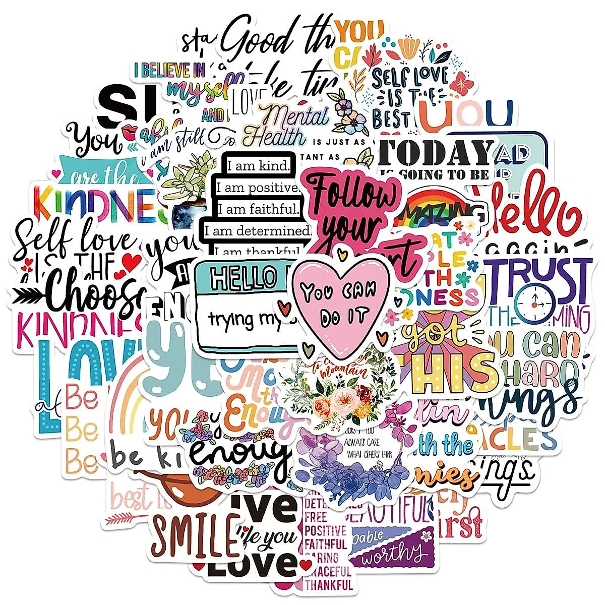 Motivational Stickers 52 Pieces Water Bottle Motivational Stickers Notebook Diary Scrapbook Guitar Helmet Waterproof Vinyl Stickers Kids Teen Adult Teachers Staff Motivational Quotes Stickers