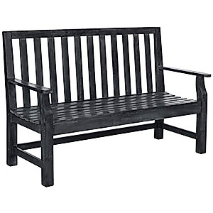 Safavieh PAT6703K Outdoor Collection Indaka Grey Bench, Dark Slate Gray