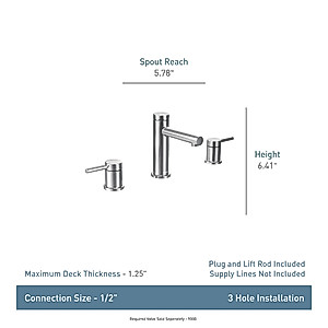 Moen Two Handle Widespread Contemporary Modern Matte Black Bathroom Sink Faucet with Drain Kit Perfect for Countertop and Wide Spread Bath Setup, T6193BL