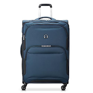 DELSEY Paris Sky Max 2.0 Softside Expandable Luggage with Spinner Wheels, Blue, 3 Piece Set