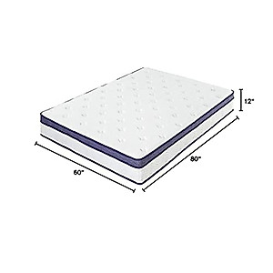 Olee Sleep 12 Inch Midnight Euro Top Gel Memory Foam Spring Hybrid Mattress, Mattress In a Box, CertiPUR-US Certified, Queen