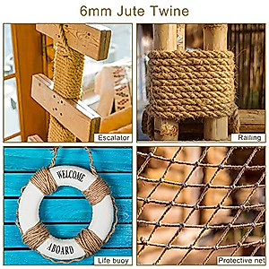 Handyman Crafts Natural Jute Twine Hemp Rope (1.5mm/2mm/3mm/6mm) Durable String for Handmde Crafts,Gardening Applications,Home Gardening,Cat Scratching Post,Gift Packaging. (3mm*328ft)