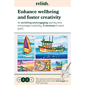 Relish Coastal Escape Aquapaints - Pack of 5 Reusable Water Painting Alzheimer’s & Dementia Activities, Products & Aids for Elderly