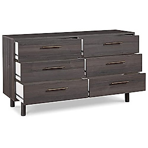 Signature Design by Ashley Brymont Mid-Century Modern 6 Drawer Dresser, Dark Gray