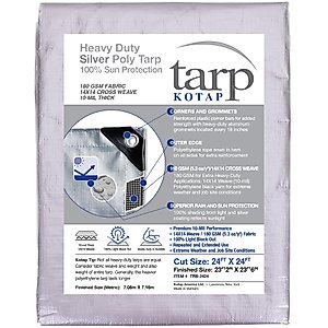 Kotap 24 x 24 Ft. Heavy-Duty Protection/Coverage Tarp, Superior Weave for Greater Longevity, 10-mil Multi-Use, Waterproof, TRS-2424, Silver (1-Pack)