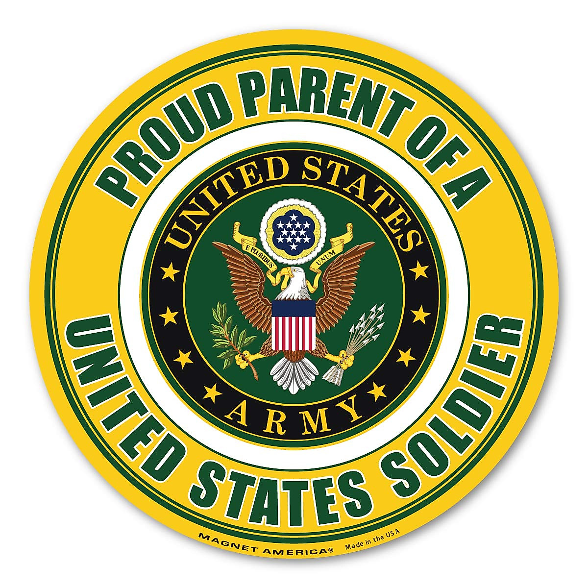 Proud Parent of A US Soldier Circle Magnet by Magnet America is 5" x 5" Made for Vehicles and Refrigerators