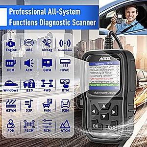 ANCEL FD500 Battery Registration fits for Ford Lincoln Mercury - All Systems OBD2 Scanner with Engine, ABS, SRS, Transmission, SAS, ESP Diagnostics - Car Code Reader for EPB, Throttle, Oil Reset