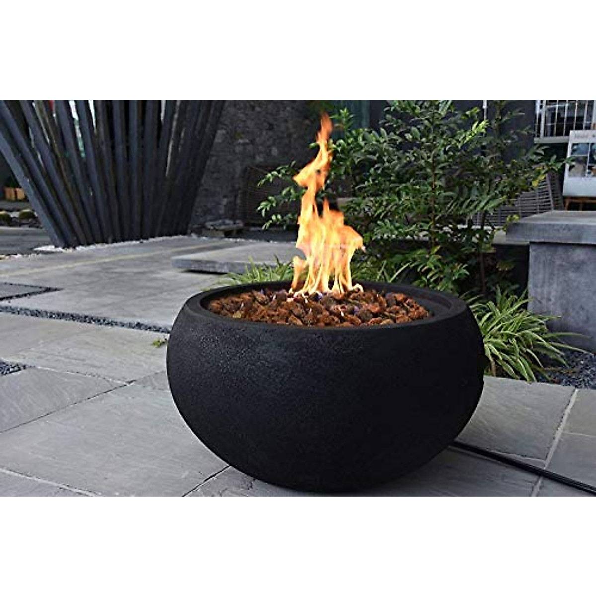 MODENO Outdoor Fire Pit Propane Garden Fire Bowl, 40,000 BTU CSA Certified Firepit，Auto-Ignition System Fireplace, Lava Rock&PVC Cover Included (27 x 27 x 14'', Black)