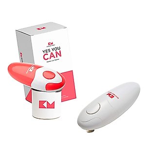 Kitchen Mama Electric Can Opener: Smooth Edge, Food-Safe and Battery Operated Can Opener (Bundle Red and White)