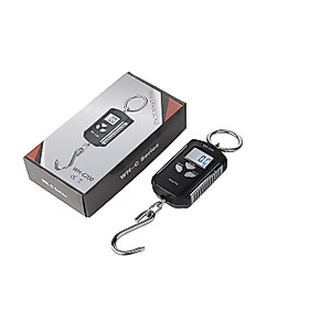 Klau Portable Mini Crane Scale 200 kg / 400 lb Heavy Duty Digital Scales LCD Display with Backlight for Home Farm Market Fishing Hunting Black and Red