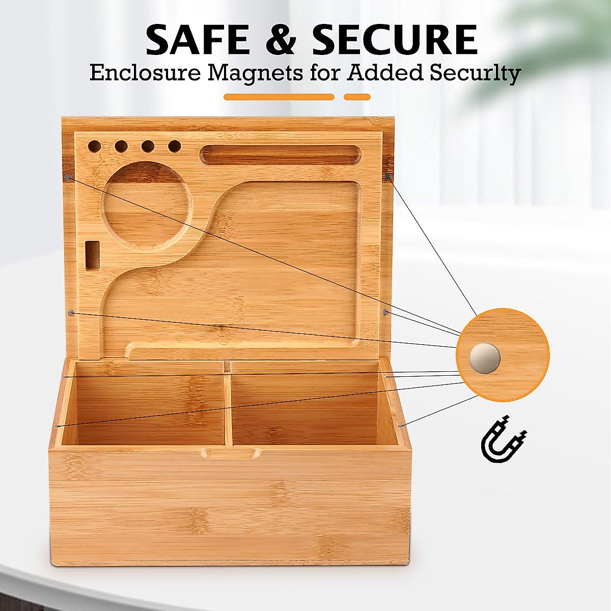 Lockable Lunch Box with Combination Lock，Insulated Lunch Bag and Large Natural Bamboo Decorative Storage Box Wooden Keepsake Box Great Gifts