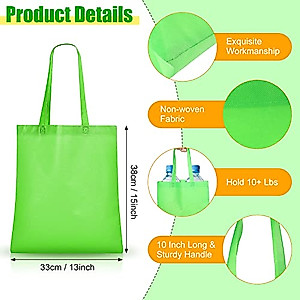 Jexine 50 Pack Non Woven Tote Bags Bulk 13 x 15 Inch Reusable Grocery Bags with Long Handles for Shopping, Birthday Party (Bright Color)