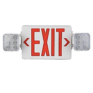 AmazonCommercial Emergency Light Exit Sign, 1-Pack, Exit Combo with Battery Backup, 2 LED Adjustable Heads