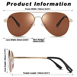COASION Polarized Aviator Sunglasses for Juniors Small Face Women Men Vintage UV400 Protection Shades(Gold Frame/Brown Lens,52mm)