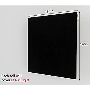 Decotalk Black Felt Fabric Self Adhesive Felt Sheets for Crafts 17.7"x120" Velvet Fabric Black Felt Sheets Felt Sticker for Crafts Black Velvet Drawer Liner Felt Fabric Felt Sheets with Sticky Backing