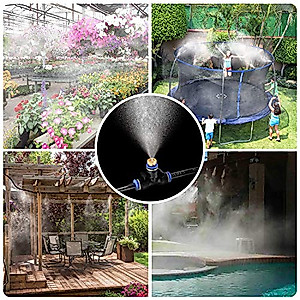 H&G lifestyles Misters for Patio Misting System 59FT (18M) Misting Line 20 Brass Mist Nozzles Brass Adapter for Patio Garden Umbrellas Greenhouse Trampoline