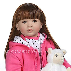 iCradle Angelbaby Reborn Baby Dolls Toddlers Twins Boy and Girl Realistic Soft Silicone 24 inch Brown Hair Newborn Child Dolls Toys Toddler Size Gifts Set 2 pcs