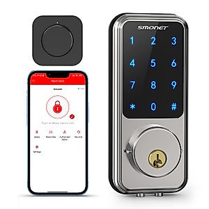 Smart Lock, SMONET WiFi Keyless Entry Door Lock Deadbolt Bluetooth Electronic Locks Touchscreen Keypad Featuring App Work with Alexa Google Home for Home Front Door Hotel