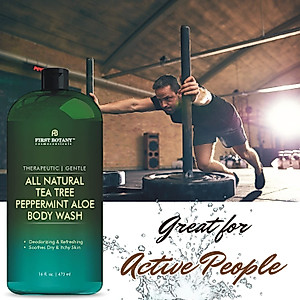 First Botany, ALL Natural Body Wash - Fights Body Odor, Athleteâ€™s Foot, Jock Itch, Nail Issues, Dandruff, Acne, Eczema, Shower Gel for Women & Men, Skin Cleanser -16 fl oz (Tea Tree Mint)