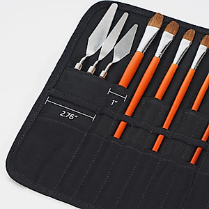 ECHSRT Paint Brush Holder Roll Up Paint Brush Case Storage for Artist Acrylic Oil Watercolor, Paint Brush Holders and Organizers 30 Slots，Black