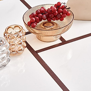 Victoria Collection Modern Style High Gloss & Veneer Finished Living Room Square Coffee Table with 4 Drawers - White & Walnut, Particle Board