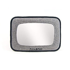 Primo Passi Backseat Baby Car Mirror for Infant Rear Facing, Baby Car Mirror, Safety Car Seat Mirror Rear Facing with Wide Crystal Clear View, Shatterproof (Black Melange)