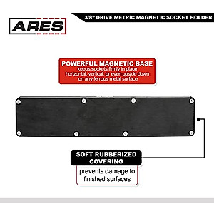 ARES 60008-30-Piece 3/8 in METRIC Magnetic Socket Organizer -BLUE -Holds 15 Standard (Shallow) and 15 Deep Sockets -Perfect for your Tool Box -Also Available in BLACK