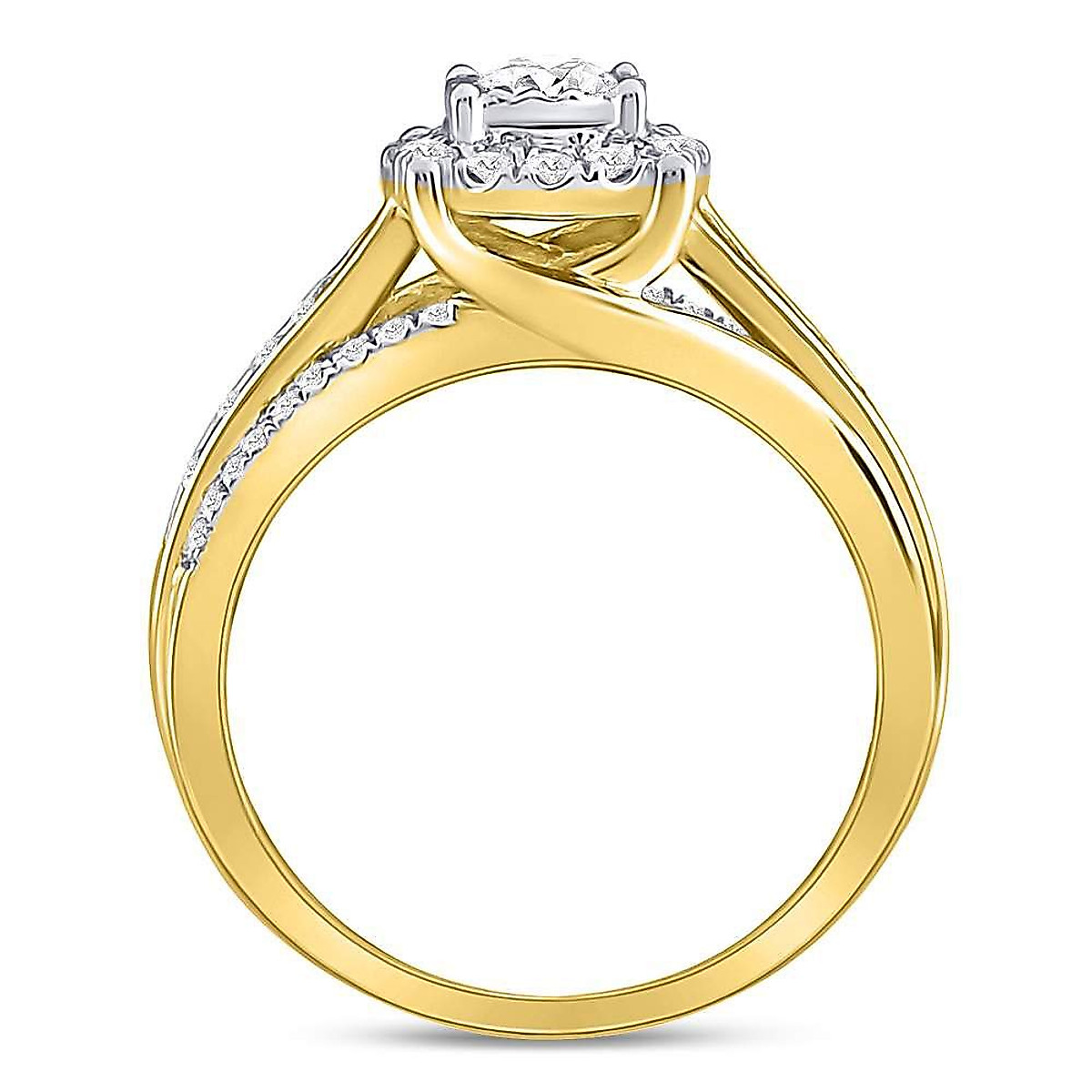Dazzlingrock Collection 14kt Yellow Gold Womens Round Diamond Solitaire Bridal Wedding Engagement Ring 3/4 ctw