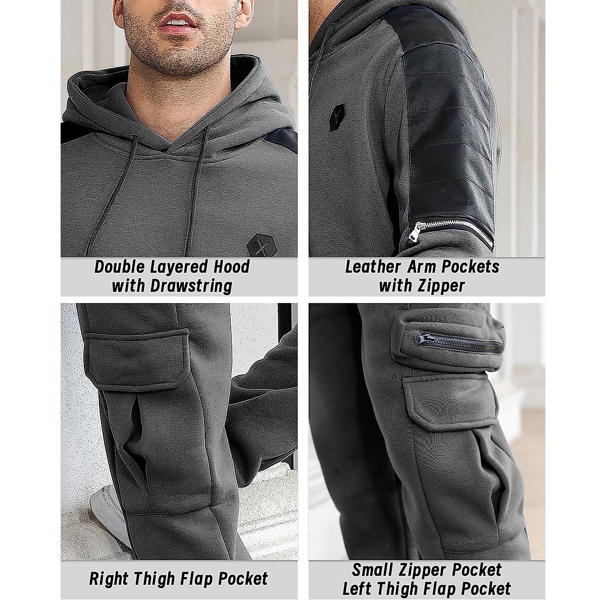 VoLIta Men's Tracksuit 2 Piece Hoodie Athletic Jogging Sweatsuits for Men Casual Sports Long Sleeve Pullover Suit Set