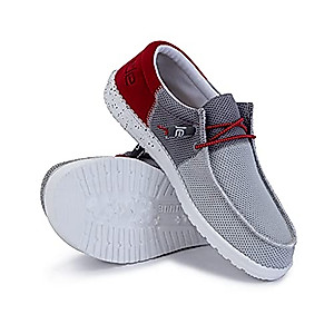 Hey Dude Men's Wally Sox Funk Dark Grey Red Size 13 | Men’s Shoes | Men’s Lace Up Loafers | Comfortable & Light-Weight