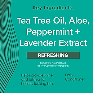 True+Real Tea Tree Conditioner, Moisturizing Formula, Hydrates, Soothes Scalp, Refreshing Mint Scent, For All Hair Types, 10.14 oz