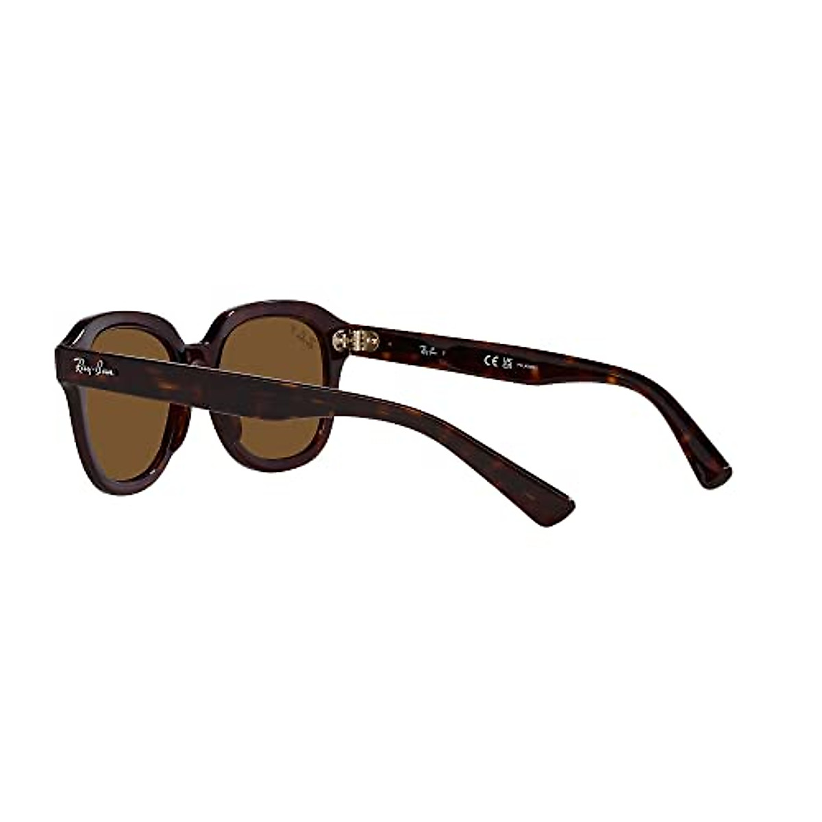 Ray-Ban RB4398F Erik Low Bridge Fit Square Sunglasses, Havana/Polarized Brown, 53 mm
