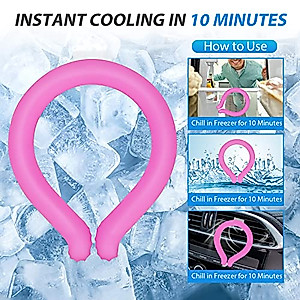 Maginno Neck Cooler, Wearable Cooling Tube Cool Neck Wraps for Extremely Hot Weather & Summer Heat, Hands Free Cold Ice Pack Gel for Outdoor Workers, Sports, Relief for Hot Flashes or Fever (Pink)