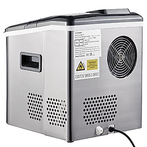 VEVOR Countertop Ice Maker, 40LBS/24H, Stainless Steel Crystal Clear Cube, Portable Ice Making Machine with LCD Display Control Panel and Ice Scoop for Home Bars Parties Commercial Use