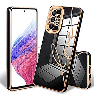 Fiyart Designed for Samsung Galaxy A53 5G Case Cute Love Plating for Women Girls with Screen Protector Camera Protective Luxury Electroplated TPU Phone Cover for Galaxy A53 5G 6.5"