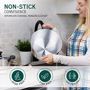 Magnaware Cast Aluminum Dutch Oven with Lid - 5 Quart Lightweight Cookware Pot with Silicone Covers for Easy Handling - Even Heat Distribution & Retention - For Bread Baking, Stew, Simmering & More