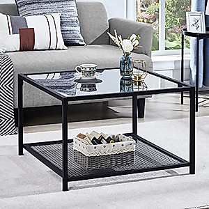 SAYGOER Corner Bookshelf and Glass Coffee Table with Storage