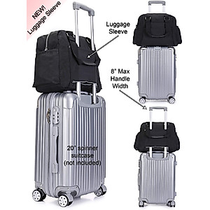 Lily & Drew Nylon Travel Tote Cross-body Carry On Bag with shoulder strap (Black)