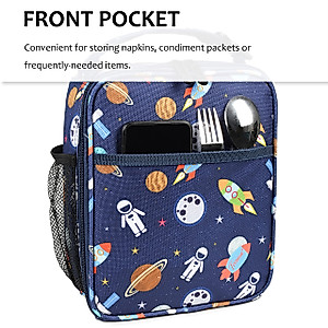 Tirrina Insulated Lunch Box for Men Women, Portable Thermal Small Lunch Bag for Office Work Picnic, Reusable Compact Lunchbox Cooler Tote for Adults, Space Pattern