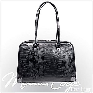 Mobile Edge Women's Black, Milano 15.4 Inch Business Laptop Handbag Faux Croc, Soft Poly-Suede Lining Protection, MEMC1S
