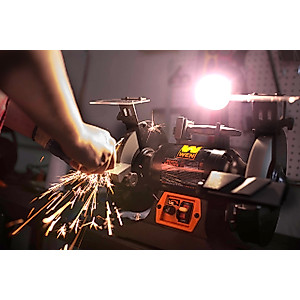 WEN BG4280 5-Amp 8-Inch Variable Speed Bench Grinder with Flexible Work Light, Black,orange