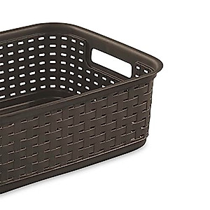 Sterilite Decorative Wicker-Style Weave Basket, Espresso | 12726P06 (12 Pack)