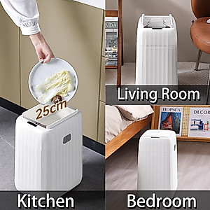 Touchless Bathroom Trash Can with Lid, 4 Gallon Plastic Automatic Garbage Bin, Waterproof Motion Sensor Wastebasket Rubbish Bin for Kitchen, Living Room, Bedroom, Office (No Battery)