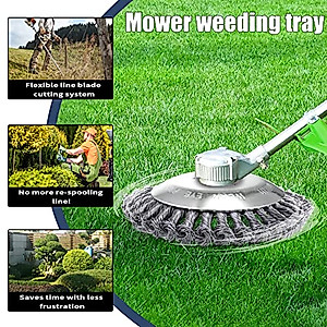 PLUMIA 8 Inch Steel Wire Rotary Brush Cutter Trimmer Head Weed Blade Cutter with Universal Adapter Kit Compatible with Husqvarna, Stihl, String Trimmers, Gardening Lawnmower, Moss Grass Rust Removal