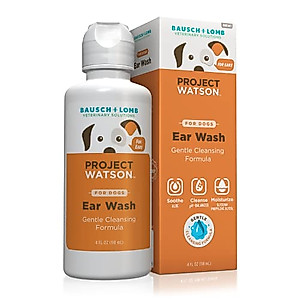 Project Watson Ear Wash for Dogs, Gentle pH Balanced Formula to Help Support Ear Health & Hygiene, Contains Aloe Leaf Juice, Glycerin & Propylene Glycol, Hydrogen Peroxide & Fragrance Free, 4 Fl Oz