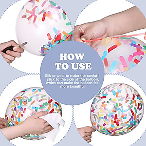 Sumind 18 Pcs Sprinkle Confetti Balloons, 12 Inch Clear Donut Balloons with Confetti Ice Cream Party Decorations Rainbow Multicolored Confetti Balloons, Wedding Engagement Bridal, Graduation, Proposal