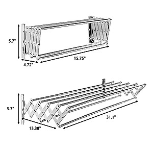 Retractable Bathroom Towel Rack with Towel Bars - Stainless Steel Wall Mounted Drying Rack - Space-Saving Huge Capacity Towel Holder