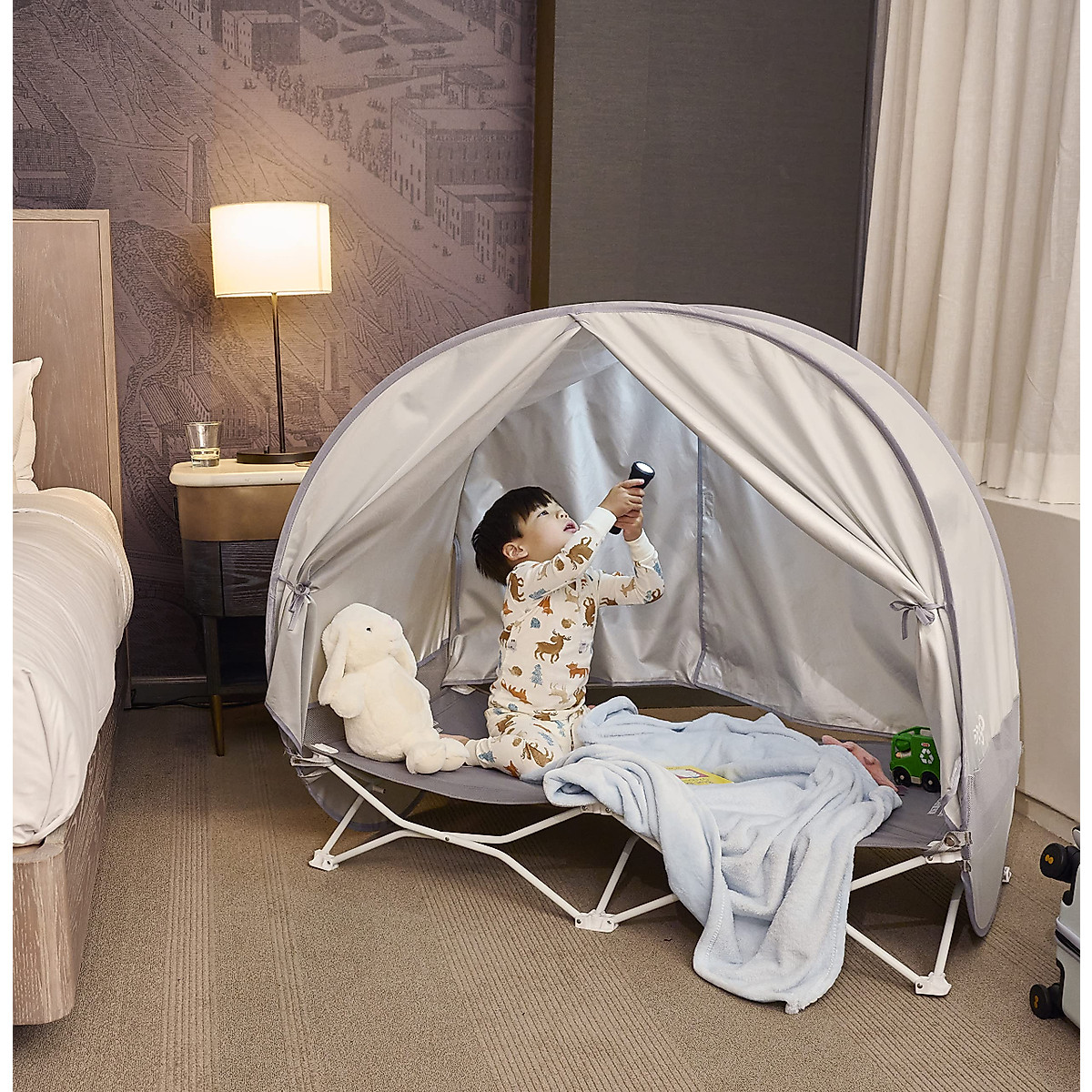 Regalo My Cot Deluxe Portable Toddler Bed with Canopy, Provides UV Protection